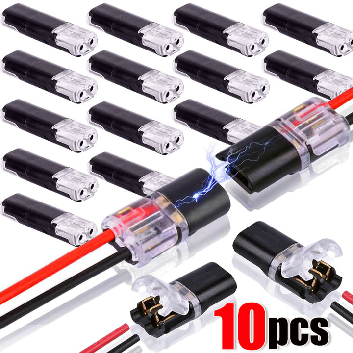 10pcs 2pin Pluggable Wire Connector Quick Splice Electrical Cable Crimp ...