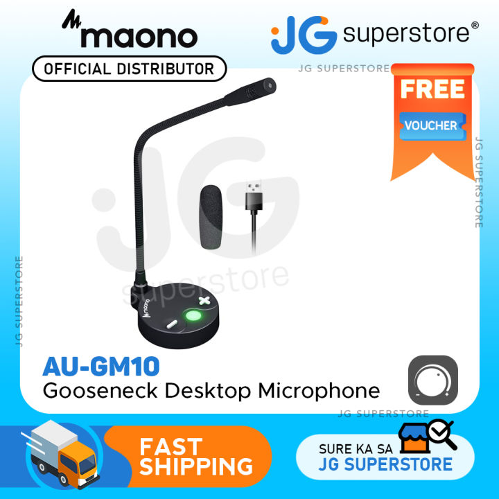 Maono AU-GM10 GM10 Metal USB Cardioid Condenser Gooseneck Desktop Microphone with Volume Control ...