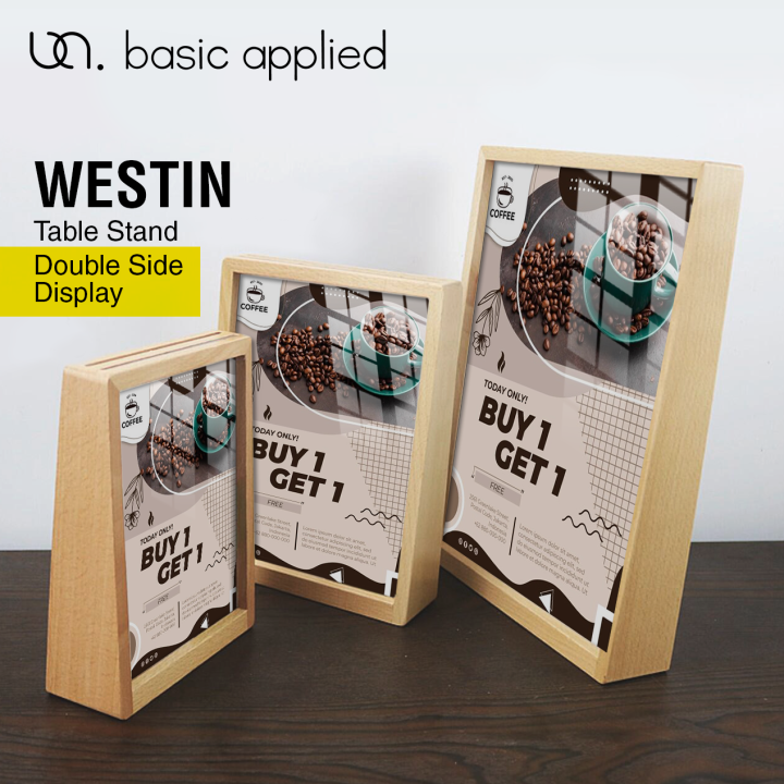 Westin Wooden Tabletop Menu Stand | Table top Acrylic Display Stand ...