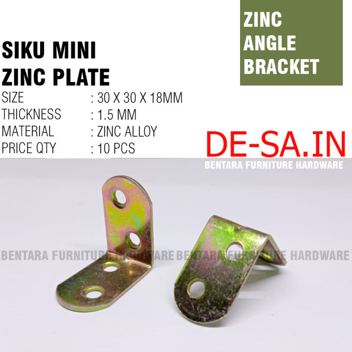 10 X SL-BE SIKU L BESI Braket Siku Besi Mini ZINC PLATE L-SHAPED Angle ...