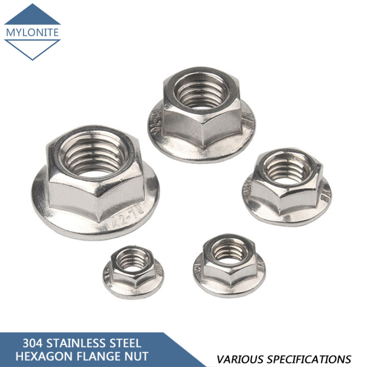 304 Stainless Steel Hex Flange Insert Lock Nut M3 M4 M5 M6 M8 M10 M12 Self-locking Locknut ...