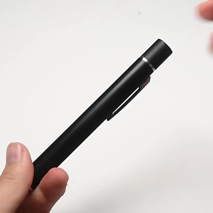 Mini LED Pen Flashlight Dual Light Source Stainless Steel USB Built ...