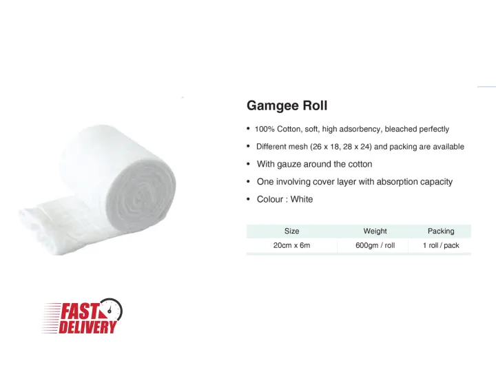 [WOUND CARE] Gamgee Gauze Roll (500g) 20cmx6meter- 1 ROLL | Lazada