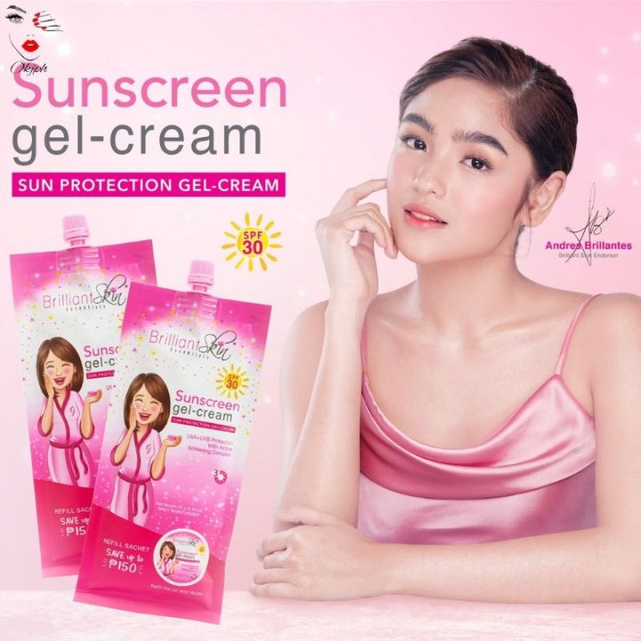 COD Brilliant Skin Whitening Sunscreen Sunblock Sachet 50g BIG | Gel ...