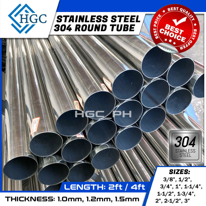 Stainless 304 Round Tube / Pipe | Outer Diameter 3/8”, 1/2”, 3/4”, 1 ...