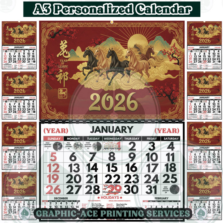 2026 WALL A3 HORSE Design 2026 Wall Calendar Year Of The HORSE Calendar ...