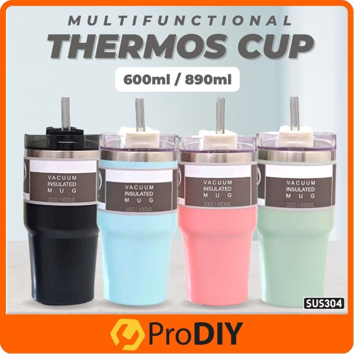 PRODIY 600ml/890ml 304 Stainless Steel Vacuum Insulated Travel Coffee Tea Mug 20OZ 30OZ Thermos ...