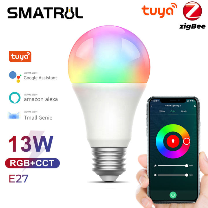 Smatrul Tuya Zigbee Smart Light Bulb 13w Rgb Led Lamp Dimmable Timing