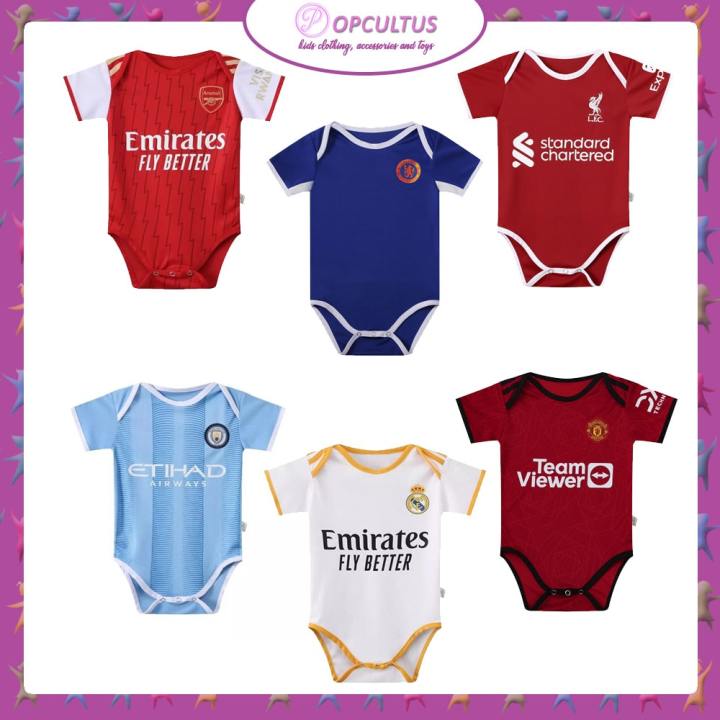 Newborn Baby Football Soccer Club Jersey Romper Jumpsuit Bodysuit Jersi ...