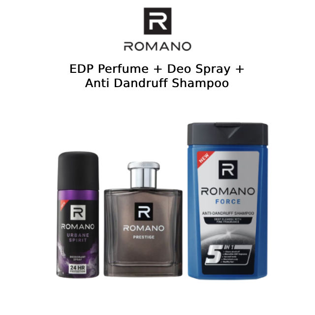 ROMANO EDP Prestige 100ml + Deodorant Spray Urbane 150ml + Shampoo Anti ...