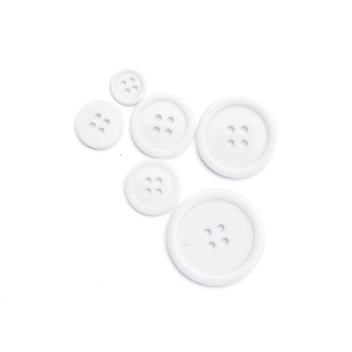 4-Hole Round White Plastic Buttons 8mm / 11mm / 15mm / 18mm / 20mm ...