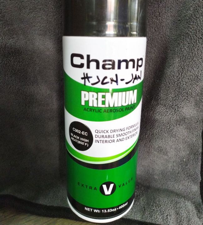 CHAMP PREMIUM ACRYLIC AEROSOL SPRAY PAINT C303-EC BLACK HIGH HEAT (600F ...