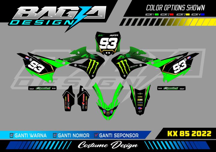 STICKER DECAL KAWASAKI KX 85 2022 DESAIN COSTUME SUPER PREMIUM GLOSS ...