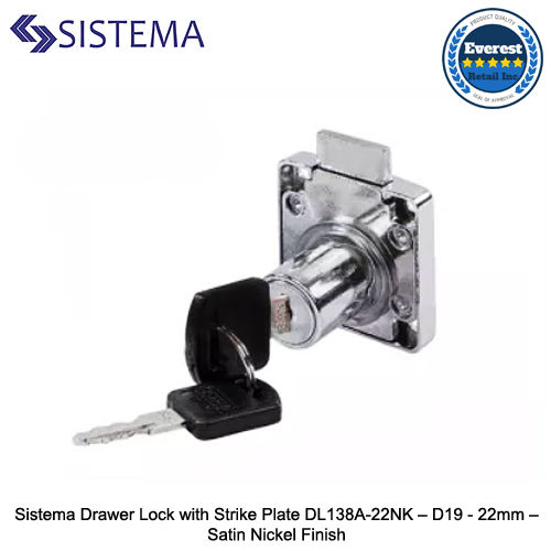 Sistema Drawer Lock with Strike Plate DL138A-22NK – D19 - 22mm – Satin ...
