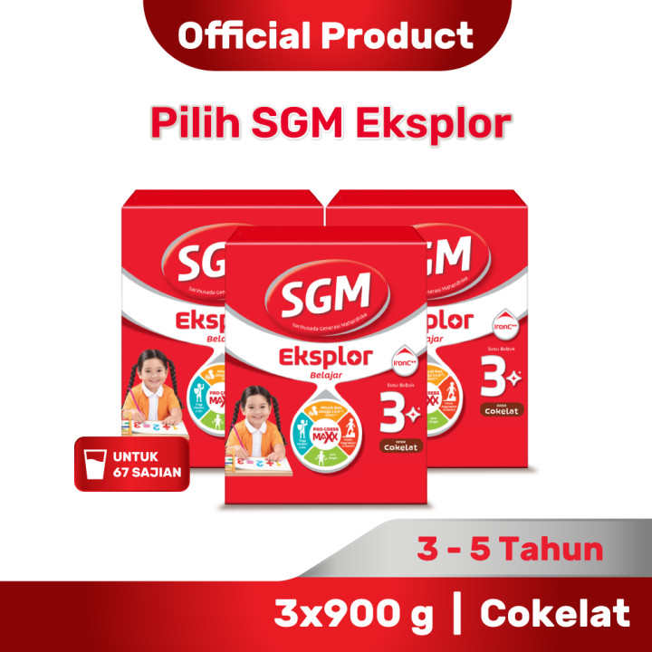SGM Eksplor 3+ dengan IronC Susu Bubuk Rasa Cokelat 900GR x 3 | Lazada Indonesia