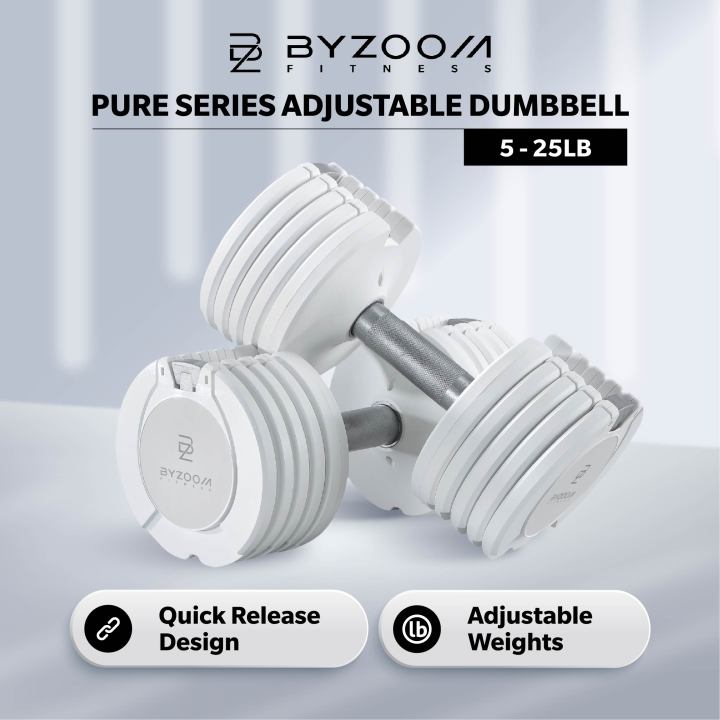 BYZOOM FITNESS Pure Series 25LB/10KG Adjustable Dumbbell - (5 weights ...