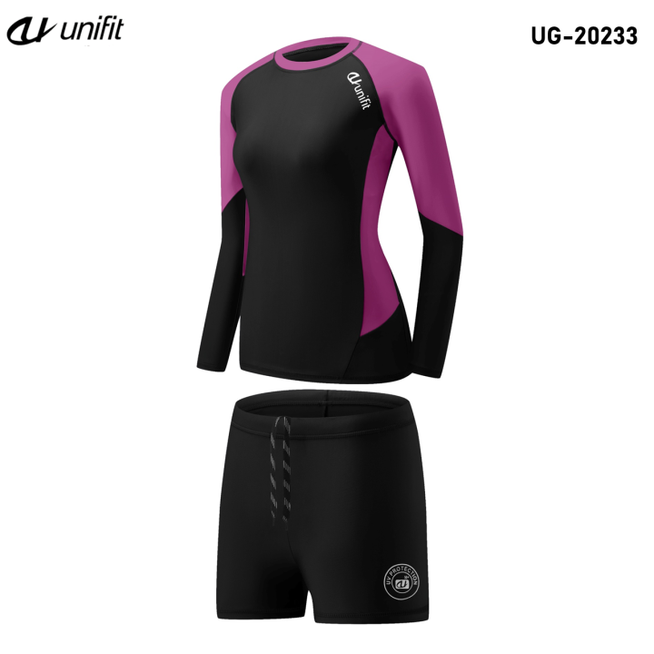 UNIFIT Women,s Rash Guard Swimsuit Swimwear Dri-Fit Rush Guard Terno UG ...