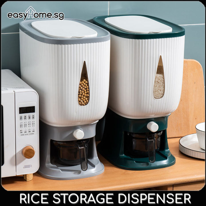 Rice Dispenser 8320 Rice Storage 10kg Capacity Bucket with Rinsing Cup ...