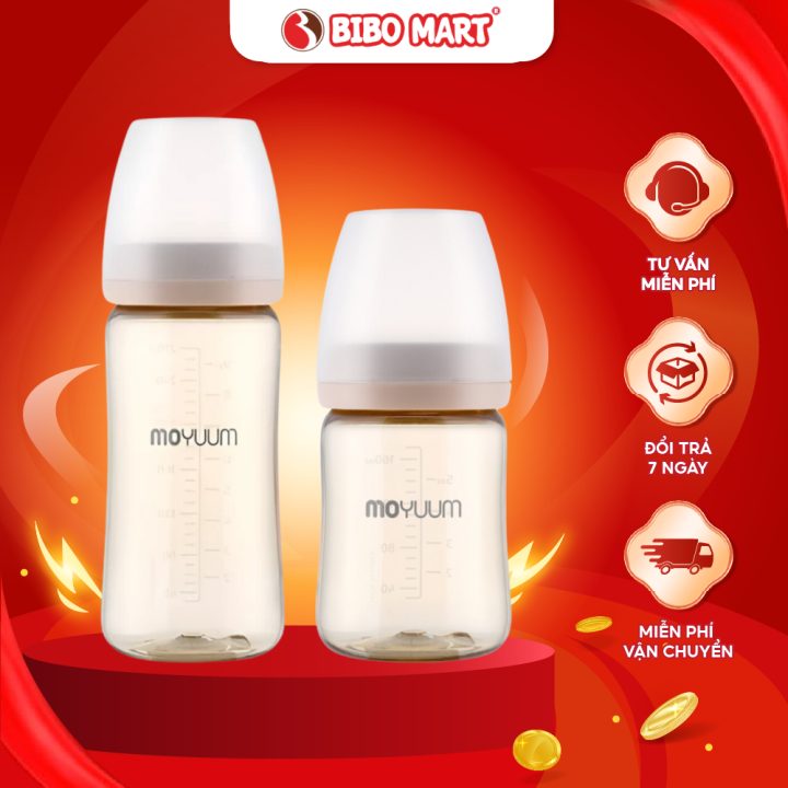 Bình Sữa Moyuum Hàn Quốc PSSU Chịu Nhiệt Van Khí Chống Sặc Giảm Đầy Hơi Cho Bé 170ml 270ml ...
