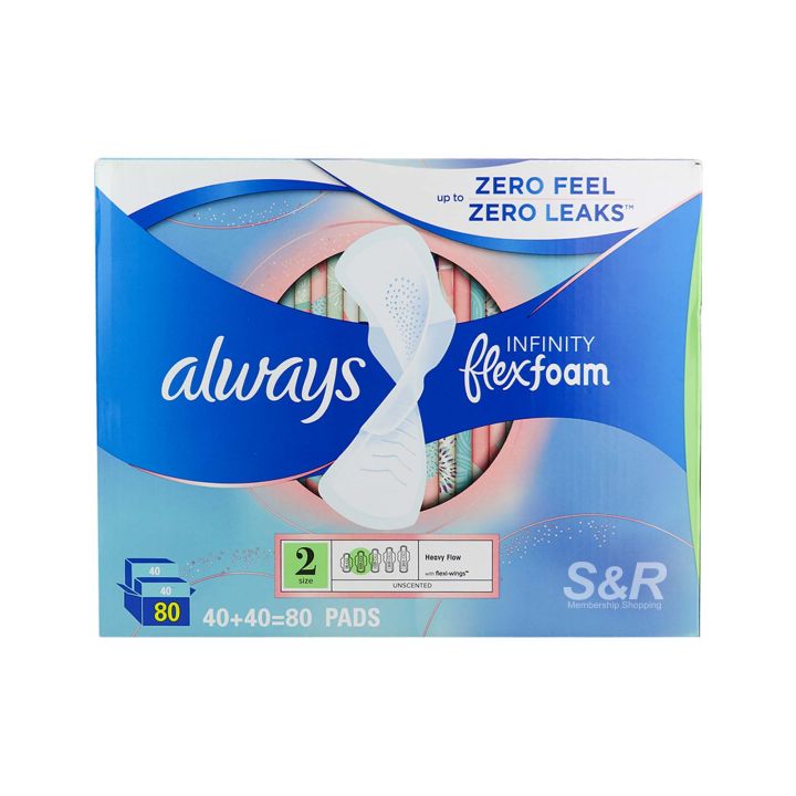 Always Infinity Flexfoam Regular Pads with Wings Unscented 80pcs ...