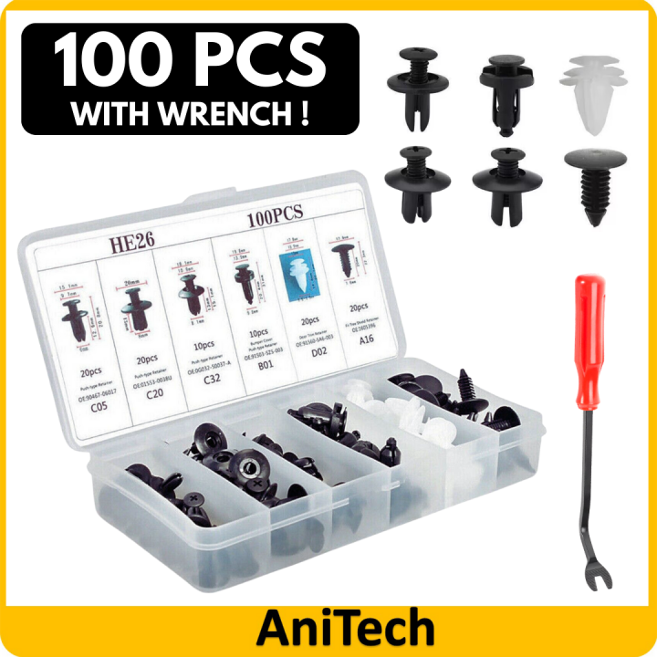 100Pc Clip Car Fastener Bumper Trim Kit Car Door Panel Push Pin Rivet ...