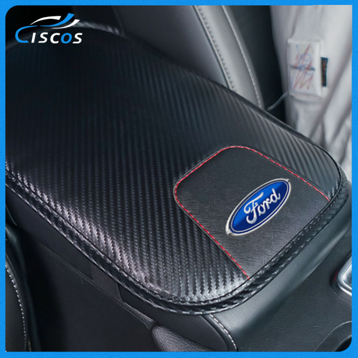 Ciscos Leather Car Arm Rest Cushion Cover Carbon Fiber Car Interior ...