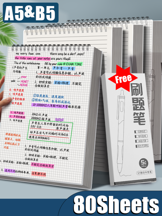 80Sheets Grid Line A5/B5 Coil Notebook Spiral Notebooks with Minimalist ...