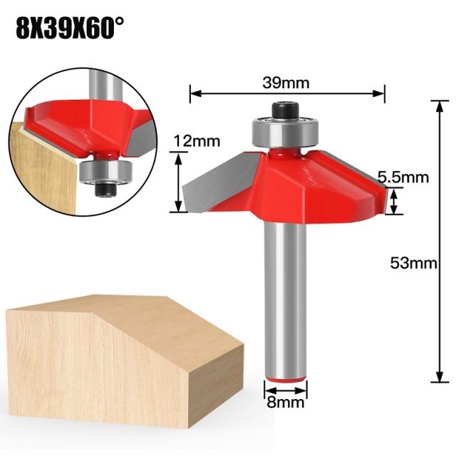 8mm/12mm/6.35mm Shank Edge Chamfering Router Bit With Bearing Trimming ...