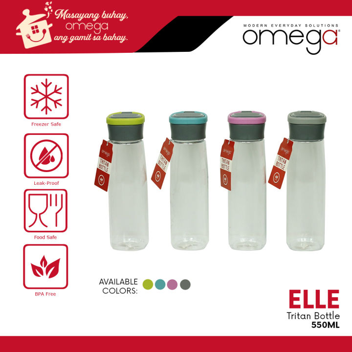 Omega Houseware Elle 550ml BPA Free Tritan Bottle Green / Pink / Blue ...