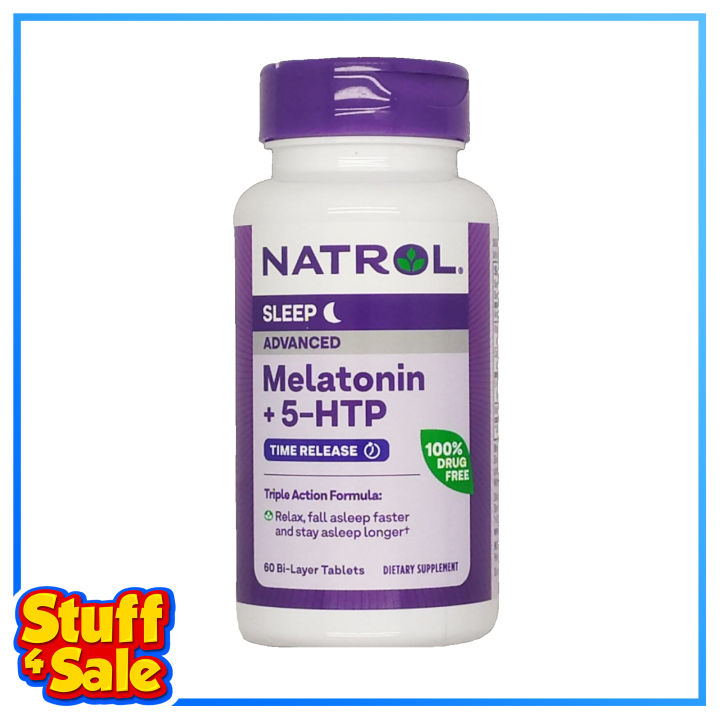Natrol Melatonin + 5-HTP Advanced Sleep Time Release 60 Bi-Layer ...