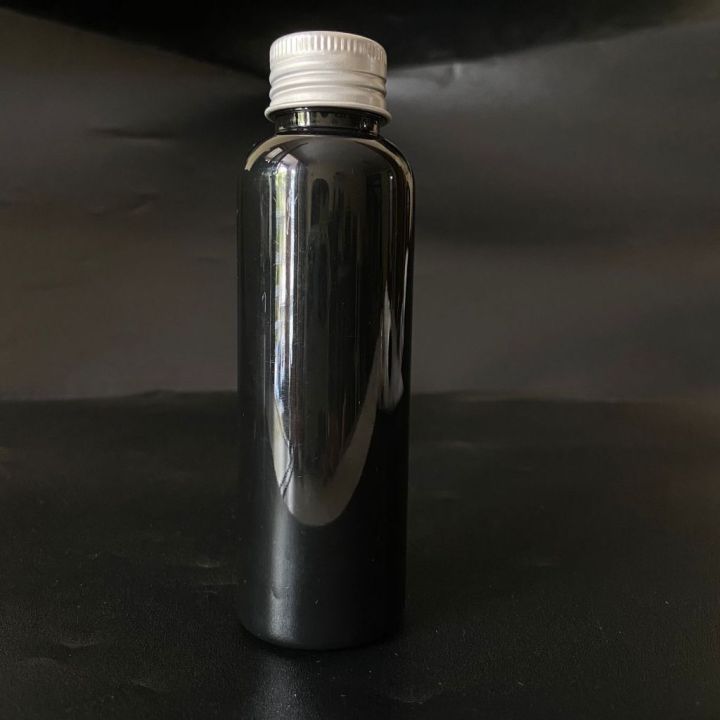 Botol 100ml BR Hitam Tutup Ulir Aluminium Hitam Silver Gold / Botol ...