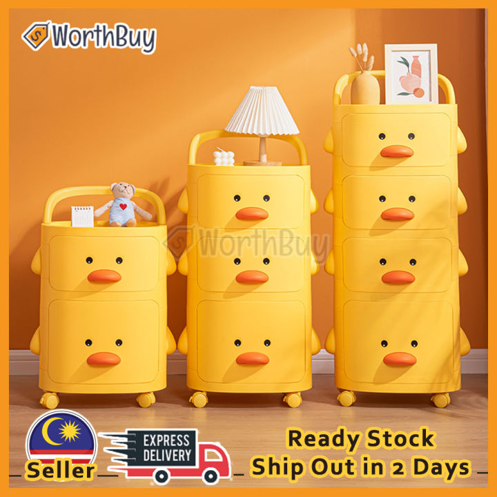 Worthbuy Multipurpose Cartoon Duck Drawer Storage Rack 鸭子造型储物柜 Almari ...