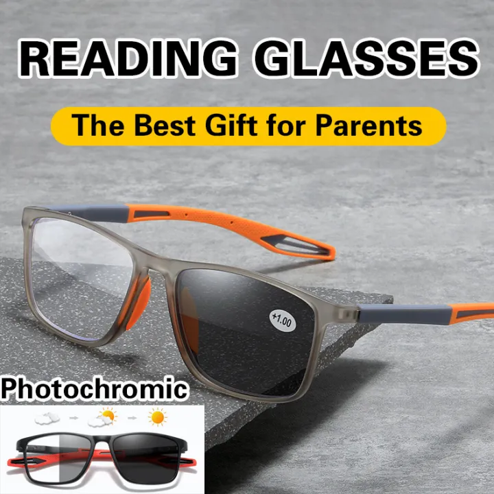 3 in 1 Photochromic Reading Glasses for Men TR90 Sports Myopia Glasses Men Anti Blue Light ...