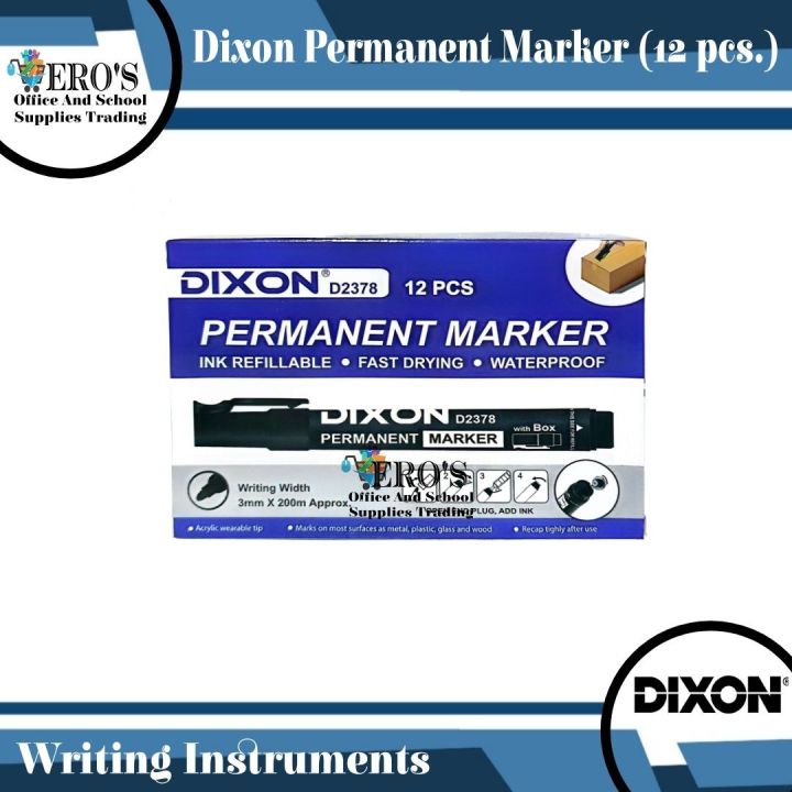 Dixon Permanent Marker (Refillable) Set of 12pcs/ 1Box | Lazada PH