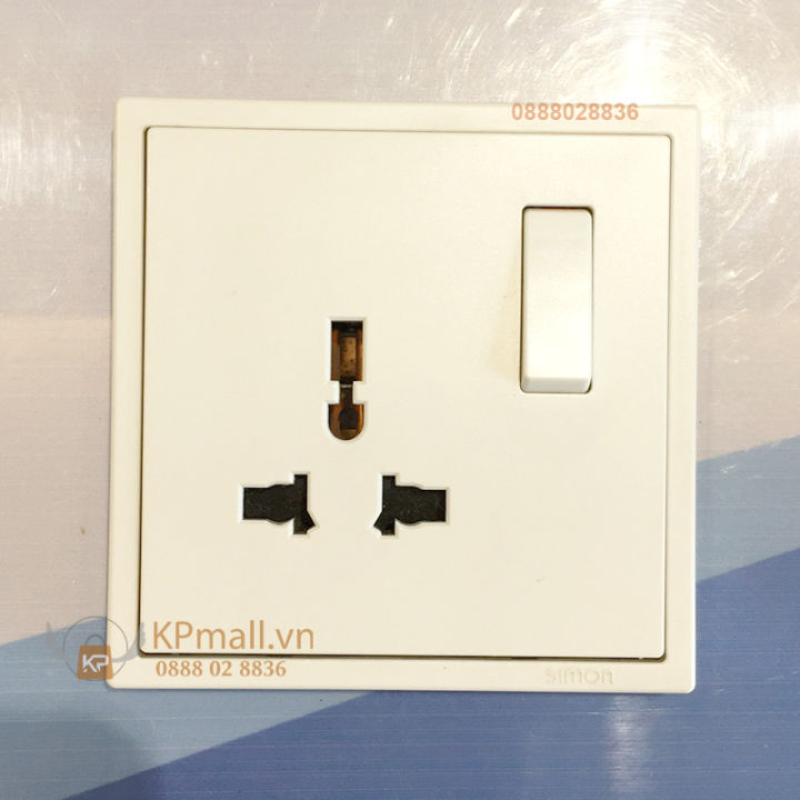 Bộ Ổ cắm đôi đa năng (ổ cắm 2 chấu + ổ đa năng) màu Xám (grey) Simon i7 ...