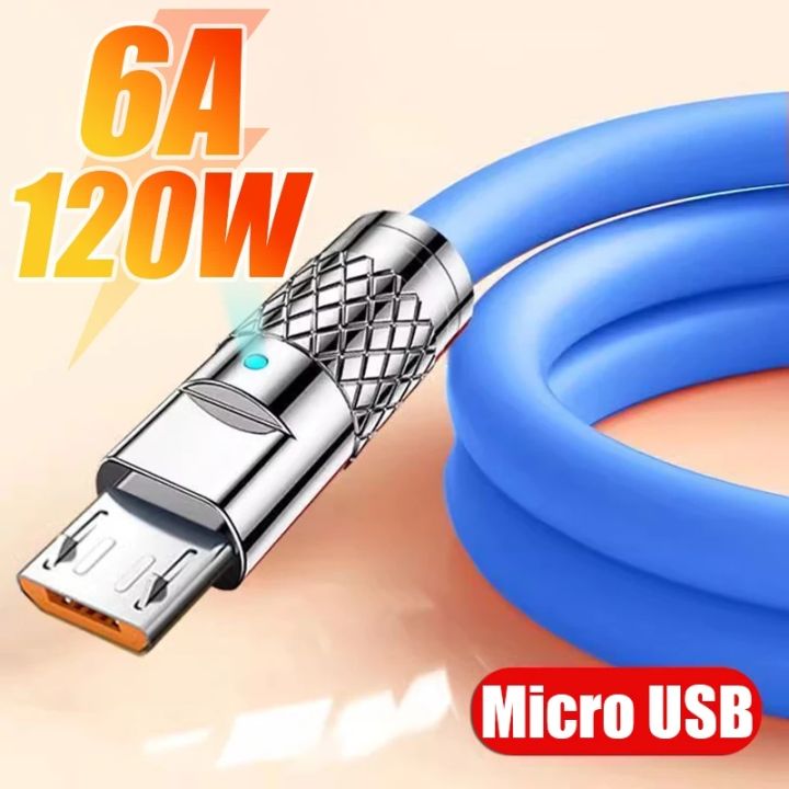 120W 6A Micro USB Phone Charger Cables High-speed Quick Charging Data ...