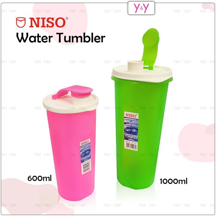 Niso Water Tumbler 600ml 1L / Flip Top Water Bottle / Round Water ...