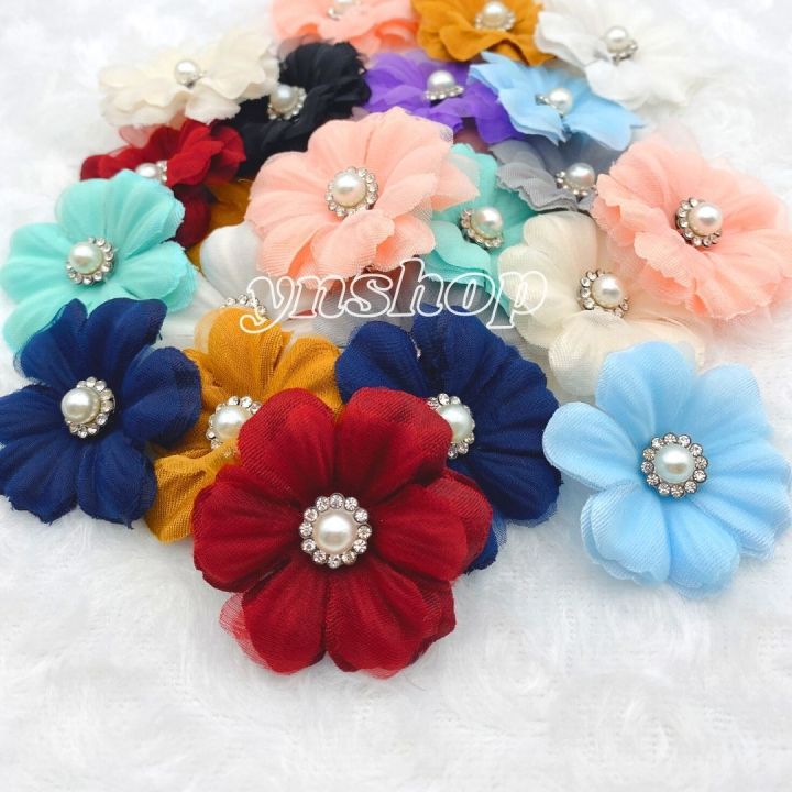 Ynshop 10pcs Bunga Tampal Manik Bunga 3D untuk baju Pearl Flower ...