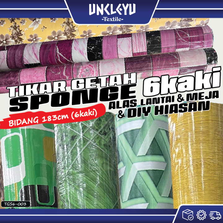 Tikar Getah Sponge 6 Kaki Alas Lantai Rumah Lebar 1.83Meter 1mm PVC ...