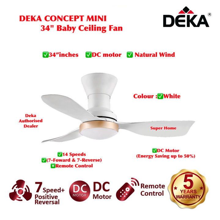 Deka Baby Fan Deka CONCEPT MINI (White) 34 inch 3 Blades DC Motor ...