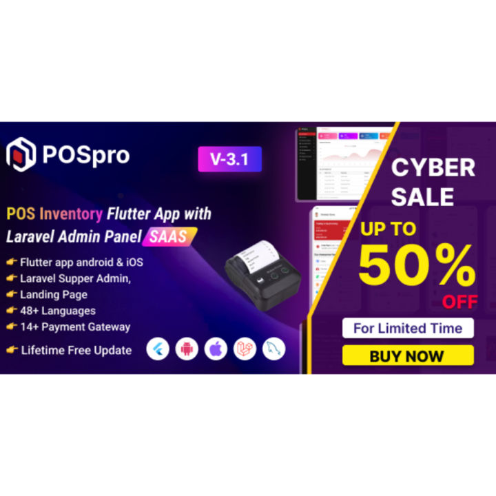 POSpro - POS Inventory Flutter App with Laravel Admin Panel SAAS BISA PRINTER BLUETOOTH | Lazada ...
