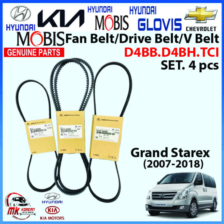 [GENUINE] Fan Belt/Drive Belt/V Belt. SET 4 pcs. for Grand Starex(2007 ...
