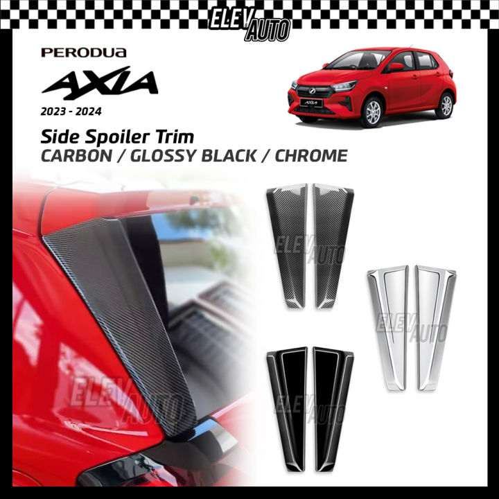 Perodua Axia 2023-2024 CARBON CHROME BLACK Rear Side Spoiler Trim Cover ...