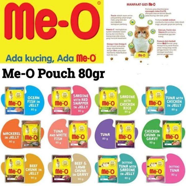 Meo Pouch 80gr Me-O All Variance Makanan Kucing Basah Wet Cat Food ...