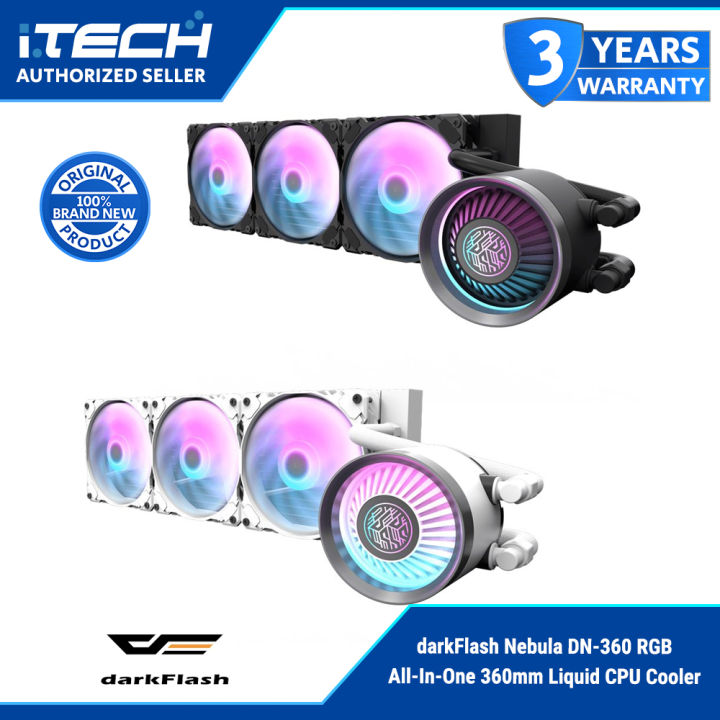 darkFlash Nebula DN-360 RGB All-In-One 360mm Liquid CPU Cooler | White ...