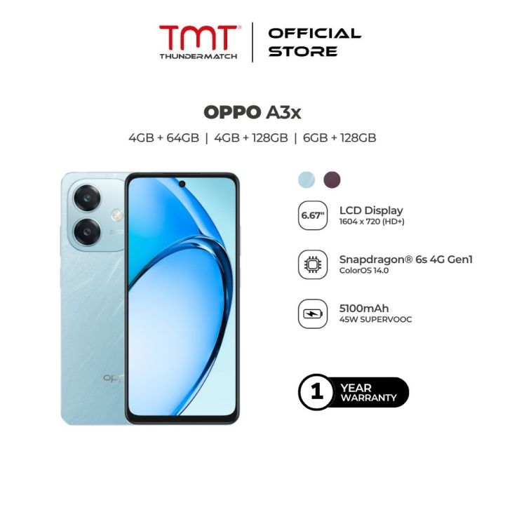 OPPO A3x Smartphone (4GB RAM + 64GB ROM)(4GB RAM + 128GB ROM)(6GB RAM ...