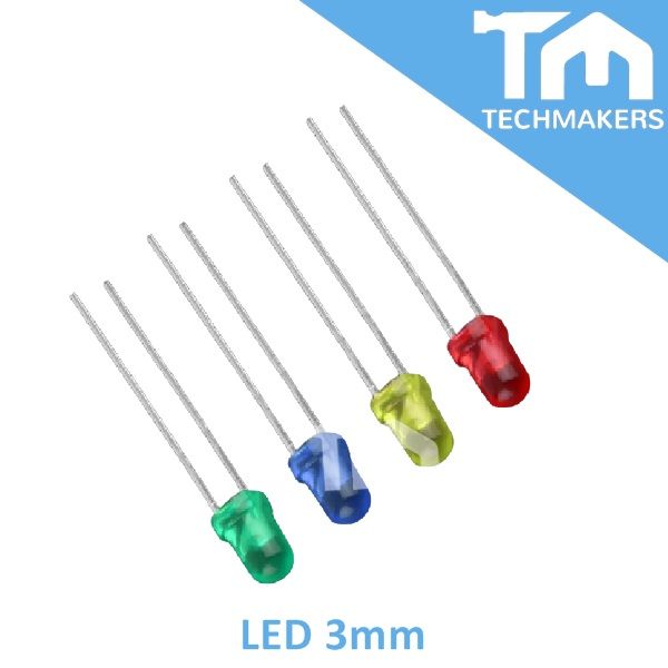 10 pcs of 3mm LED Red Yellow Green Blue Orange Light-Emitting Diode ...