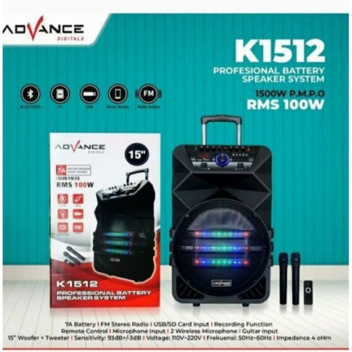 ADVANCE PROFESIONAL SPEAKER BATTERAY 15 INCH K-1512 | Lazada Indonesia