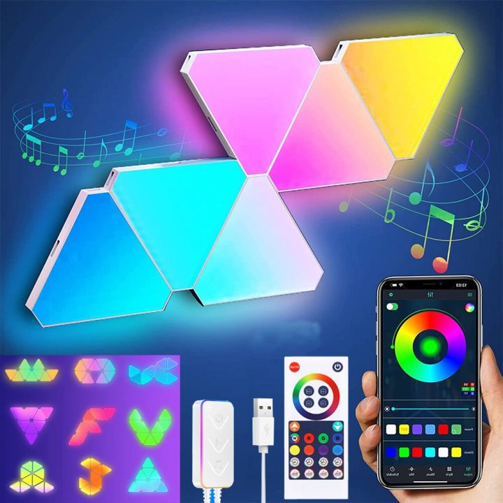 RGBIC LED Triangle Wall Lamps Smart APP Bluetooth Quantum Night Light ...