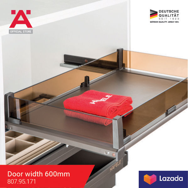 Hafele [Build In] Glass Drawer For Wardrobe | 30kg Load Capacity | Full ...